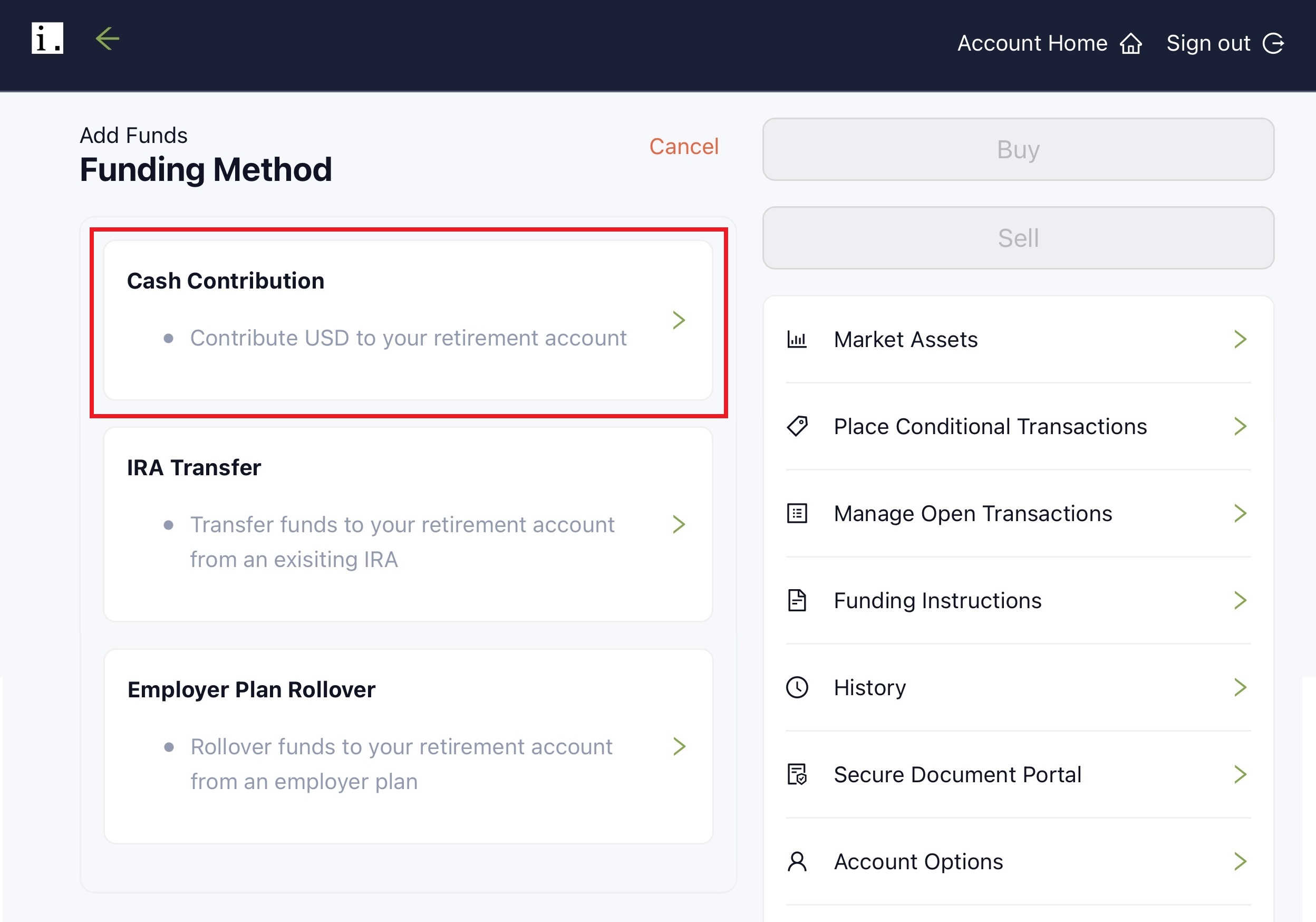 How do I make a cash contribution to my IRA? – iTrustCapital